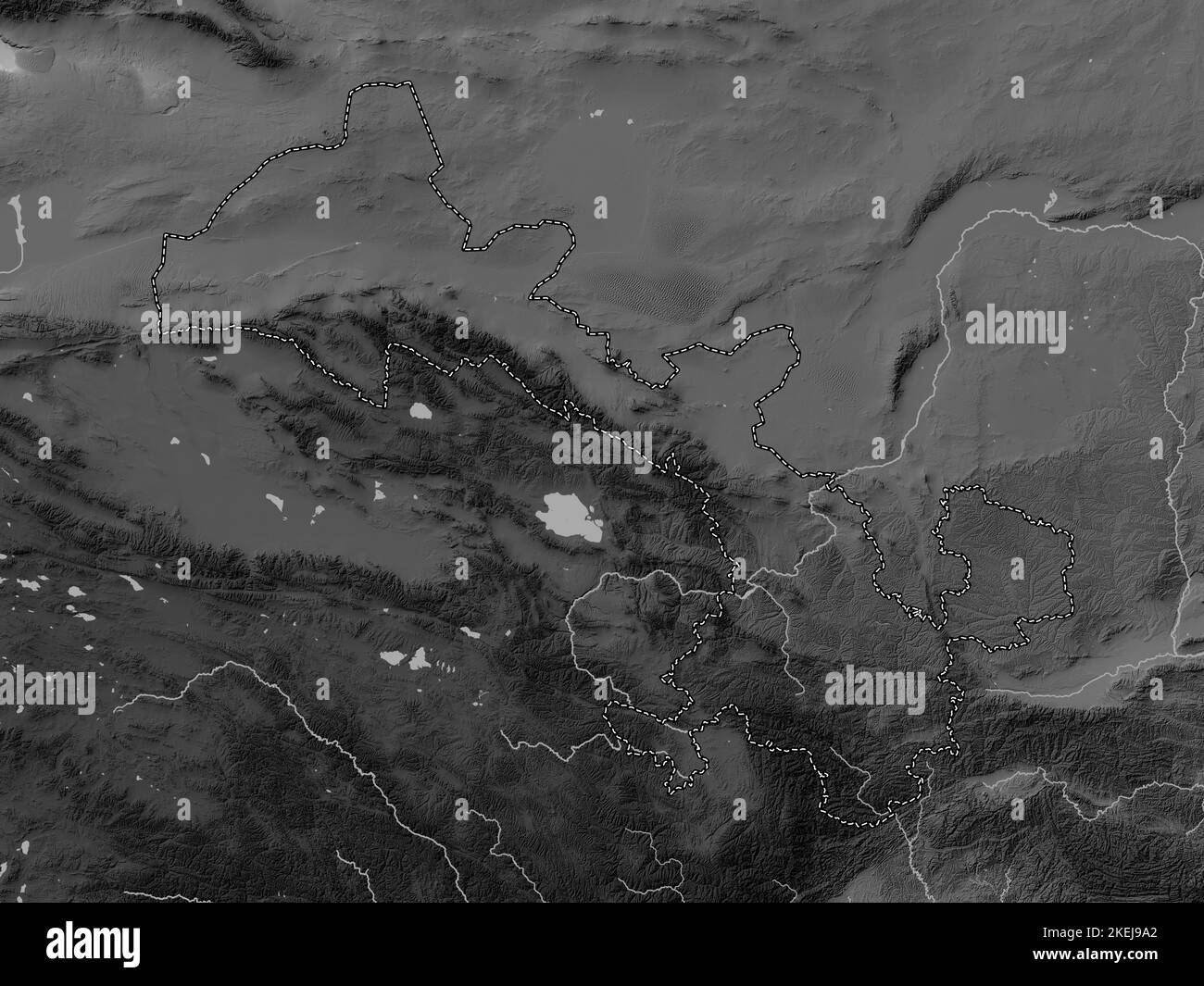 Gansu, province of China. Grayscale elevation map with lakes and rivers ... Gansu, province of China. Grayscale elevation map with lakes and rivers ...