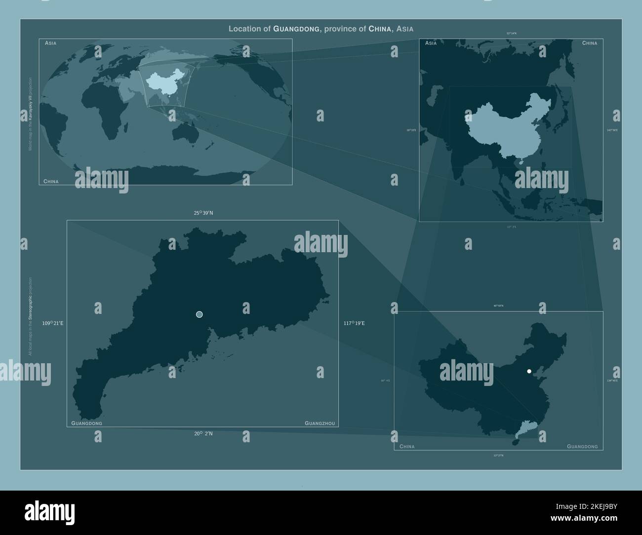 Guangdong, province of China. Diagram showing the location of the ...