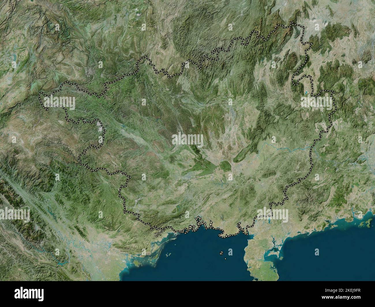 Guangxi, autonomous region of China. High resolution satellite map ...