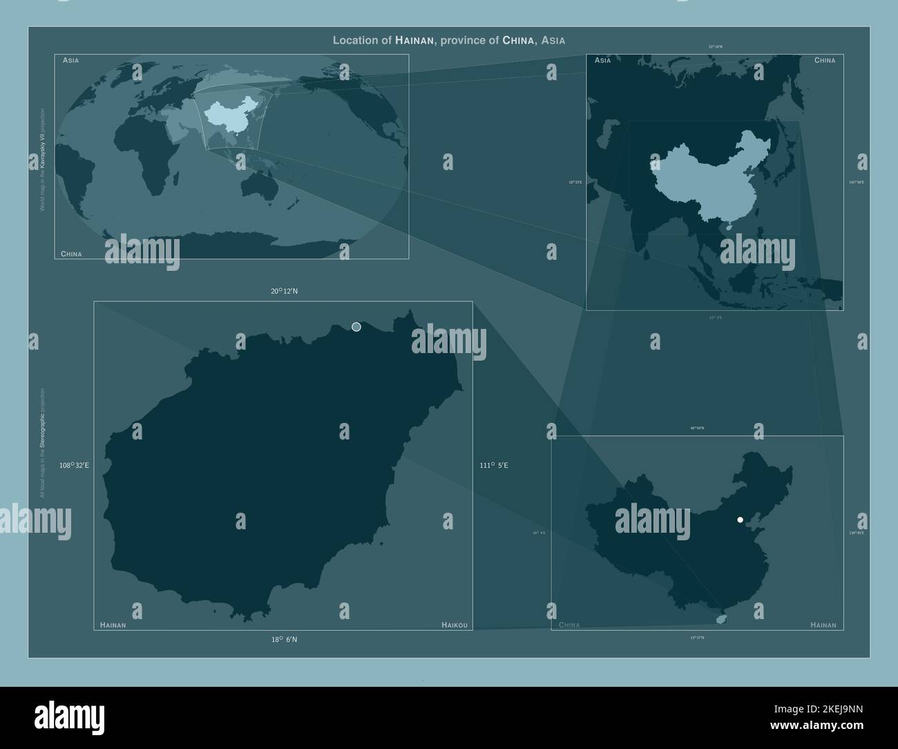 Hainan, province of China. Diagram showing the location of the region ...