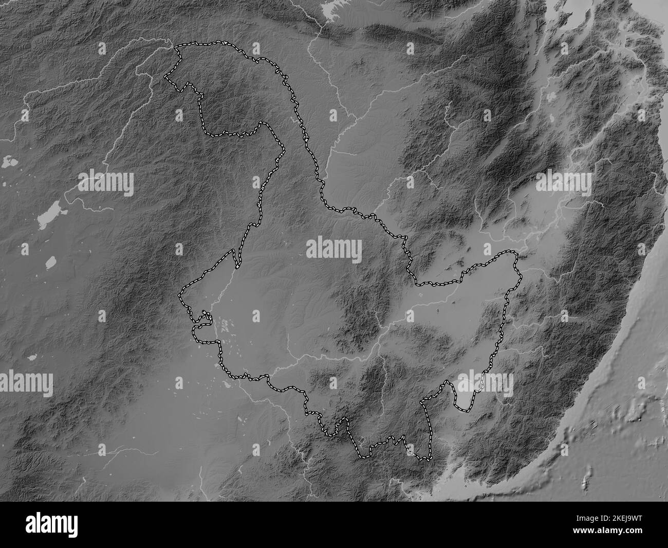 Heilongjiang, province of China. Grayscale elevation map with lakes and ... Heilongjiang, province of China. Grayscale elevation map with lakes and ...