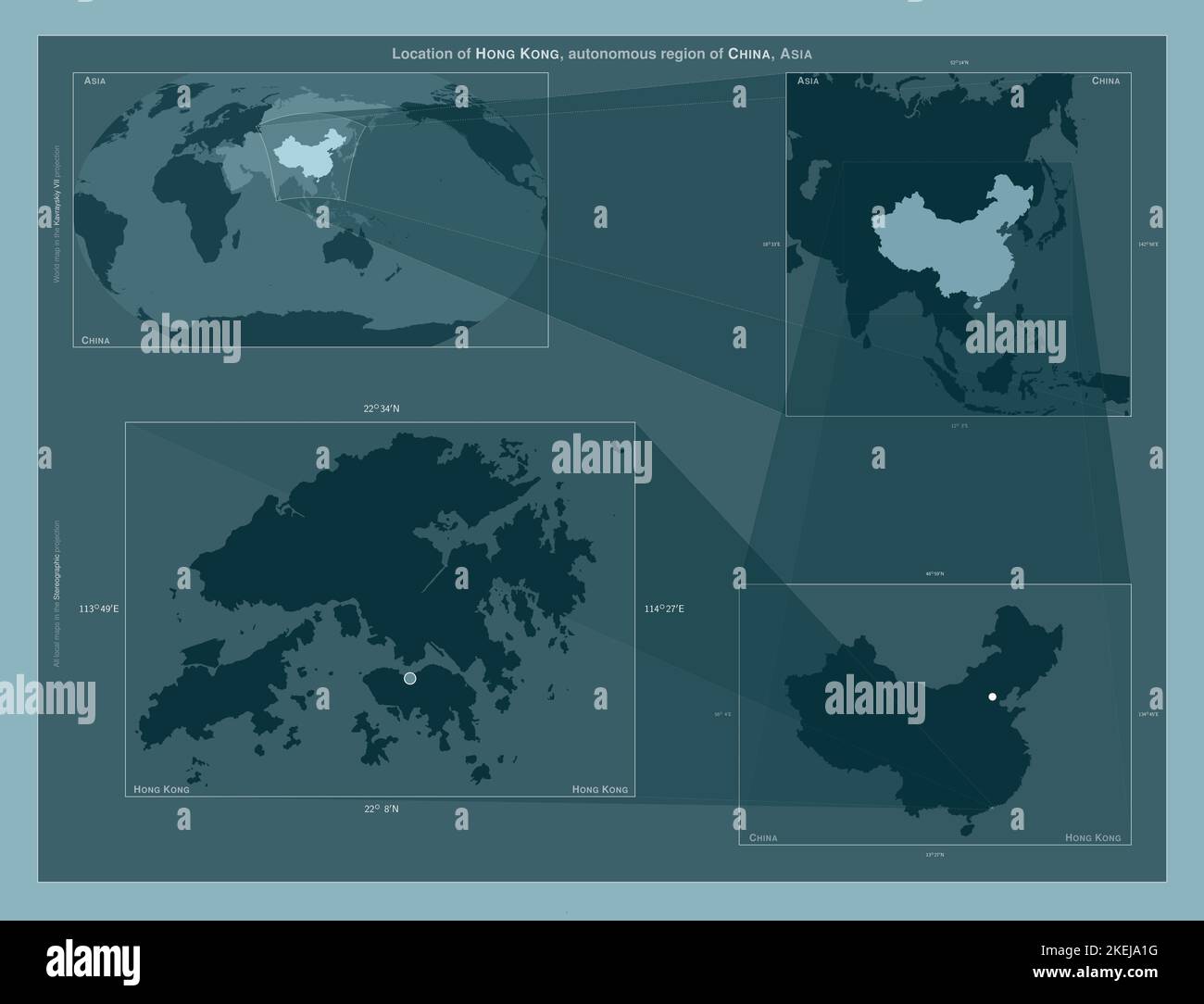 Hong Kong, autonomous region of China. Diagram showing the location of ...