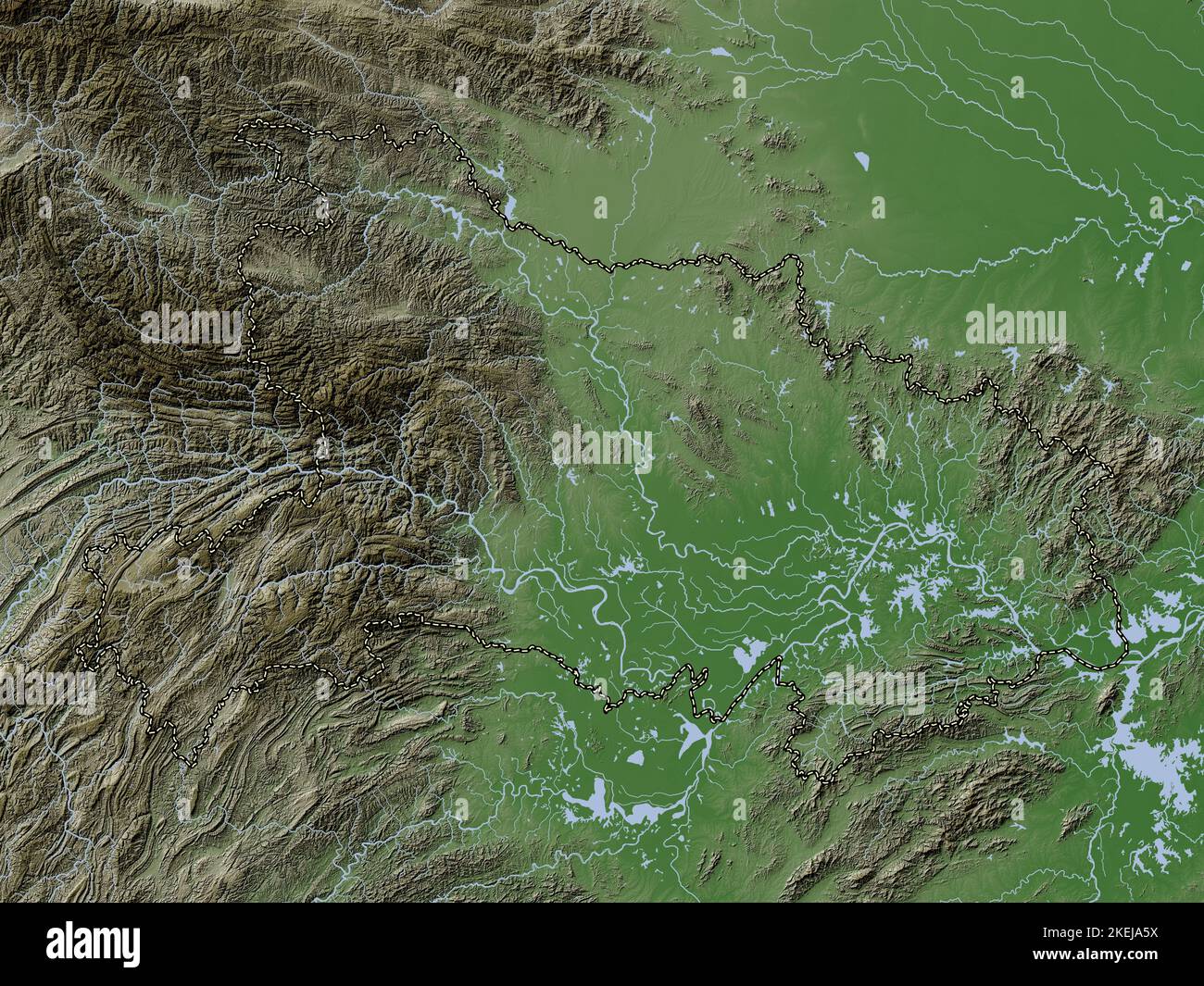 Hubei, province of China. Elevation map colored in wiki style with ...