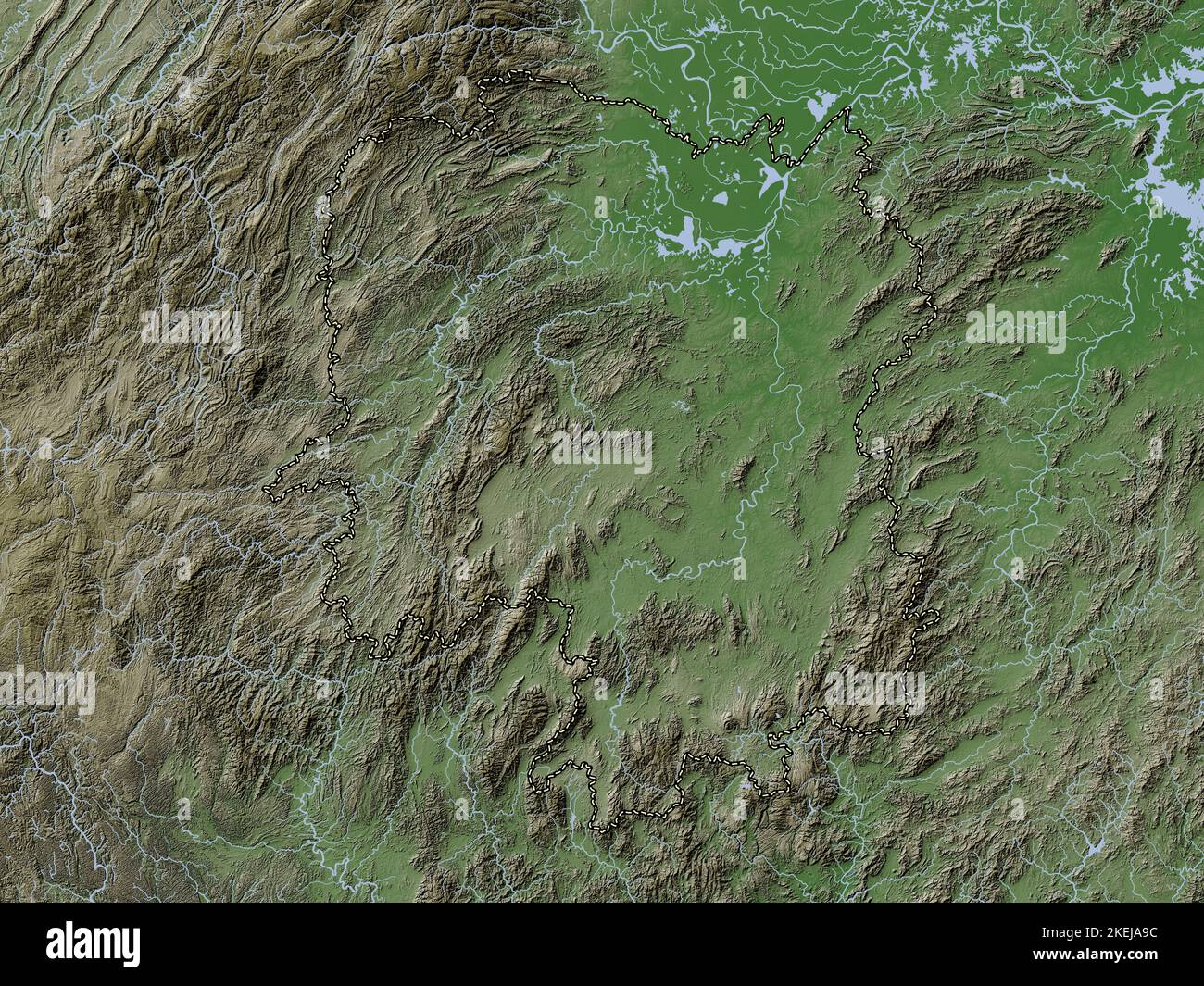Hunan, province of China. Elevation map colored in wiki style with ...