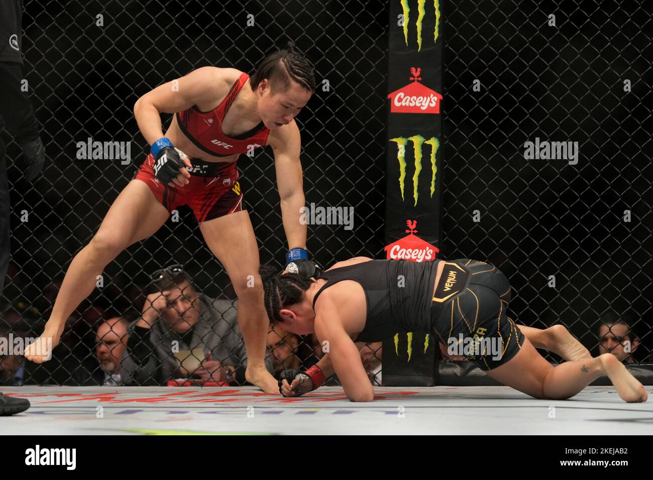 NEW YORK CITY, NY - NOVEMBER 12: (L-R) Weili Zhang battles Carla ...