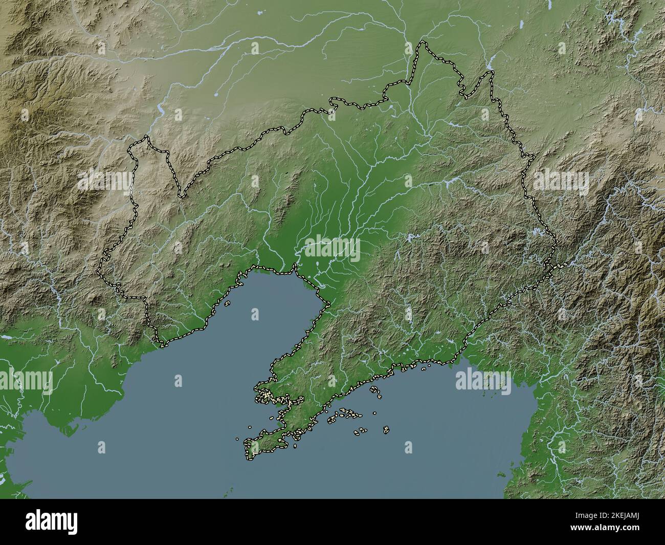 Liaoning, province of China. Elevation map colored in wiki style with ...