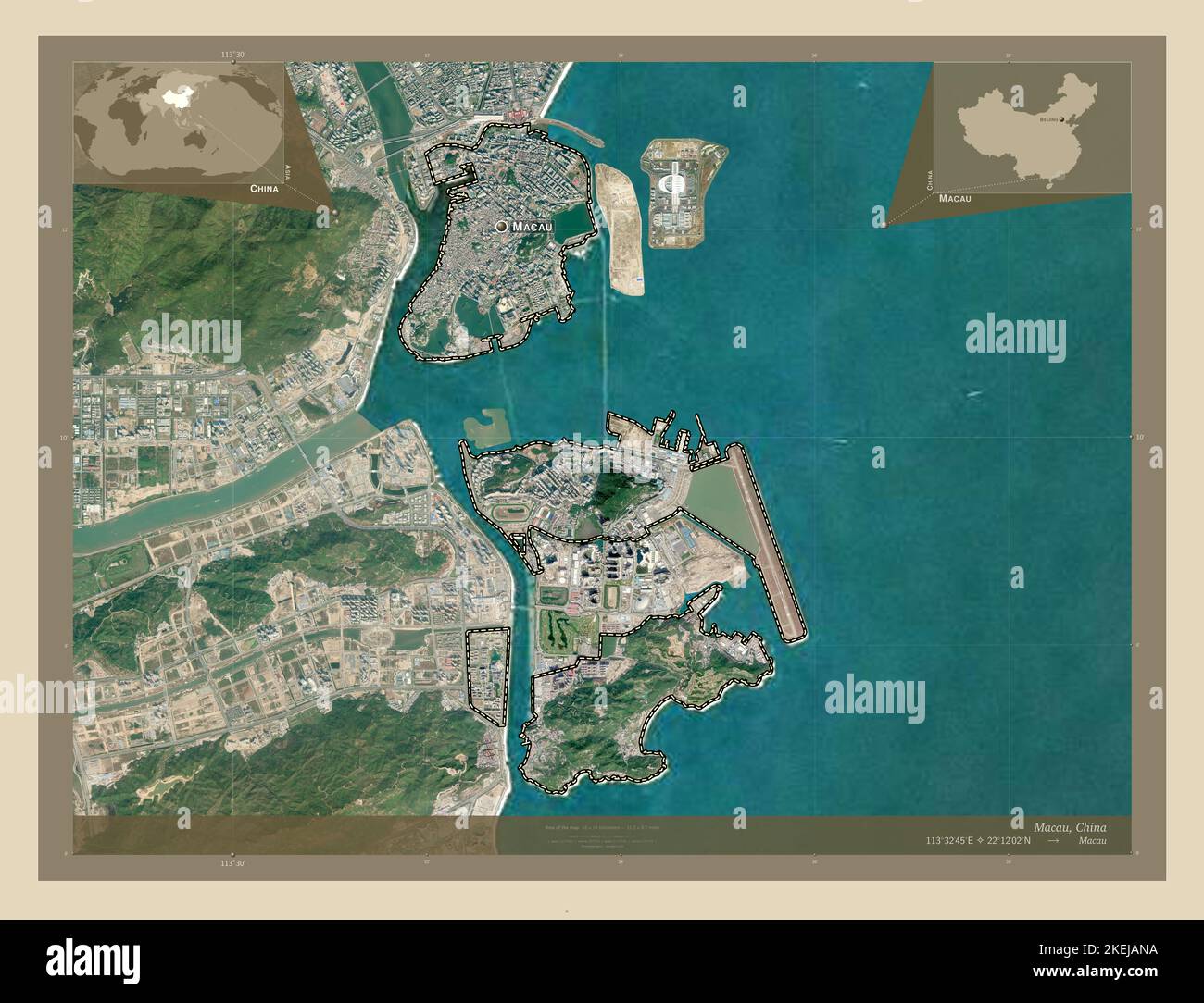 Macau, autonomous region of China. High resolution satellite map ...