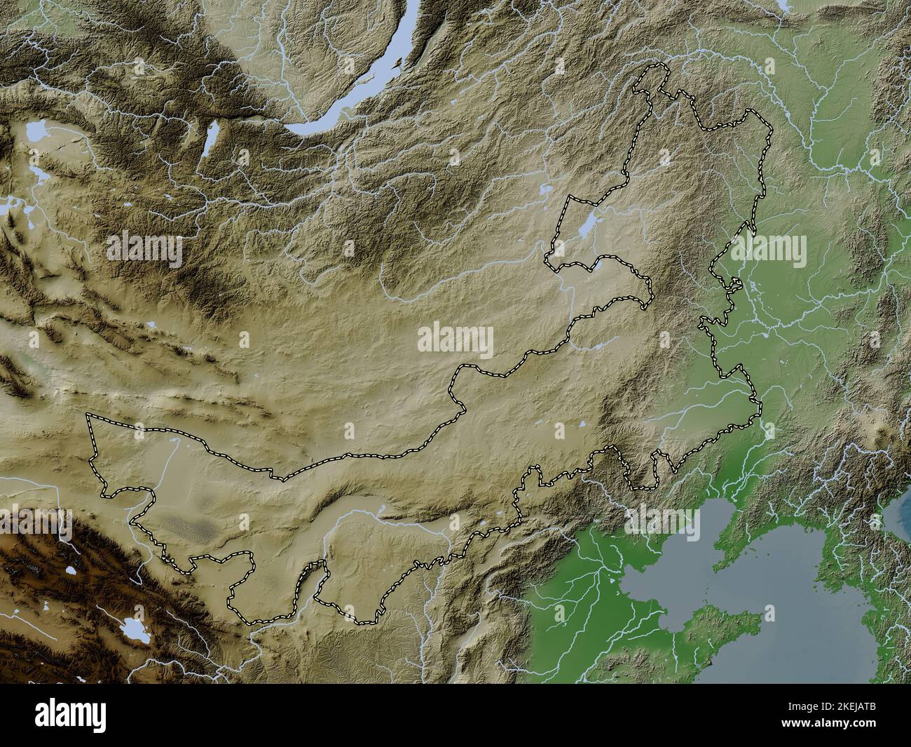 Nei Mongol, autonomous region of China. Elevation map colored in wiki ...