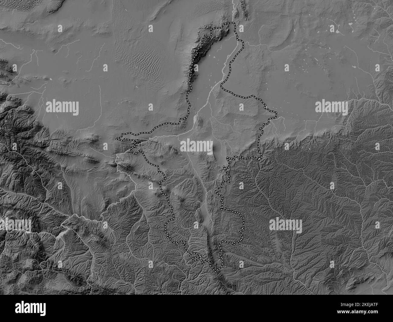 Ningxia Hui, autonomous region of China. Bilevel elevation map with ...