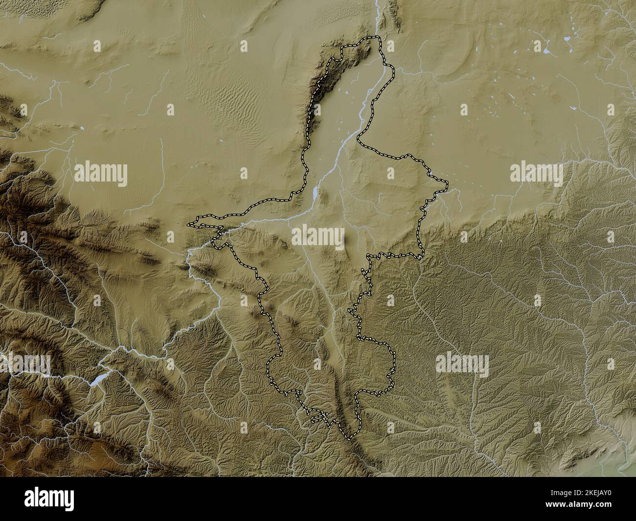 Ningxia Hui, autonomous region of China. Elevation map colored in wiki ...