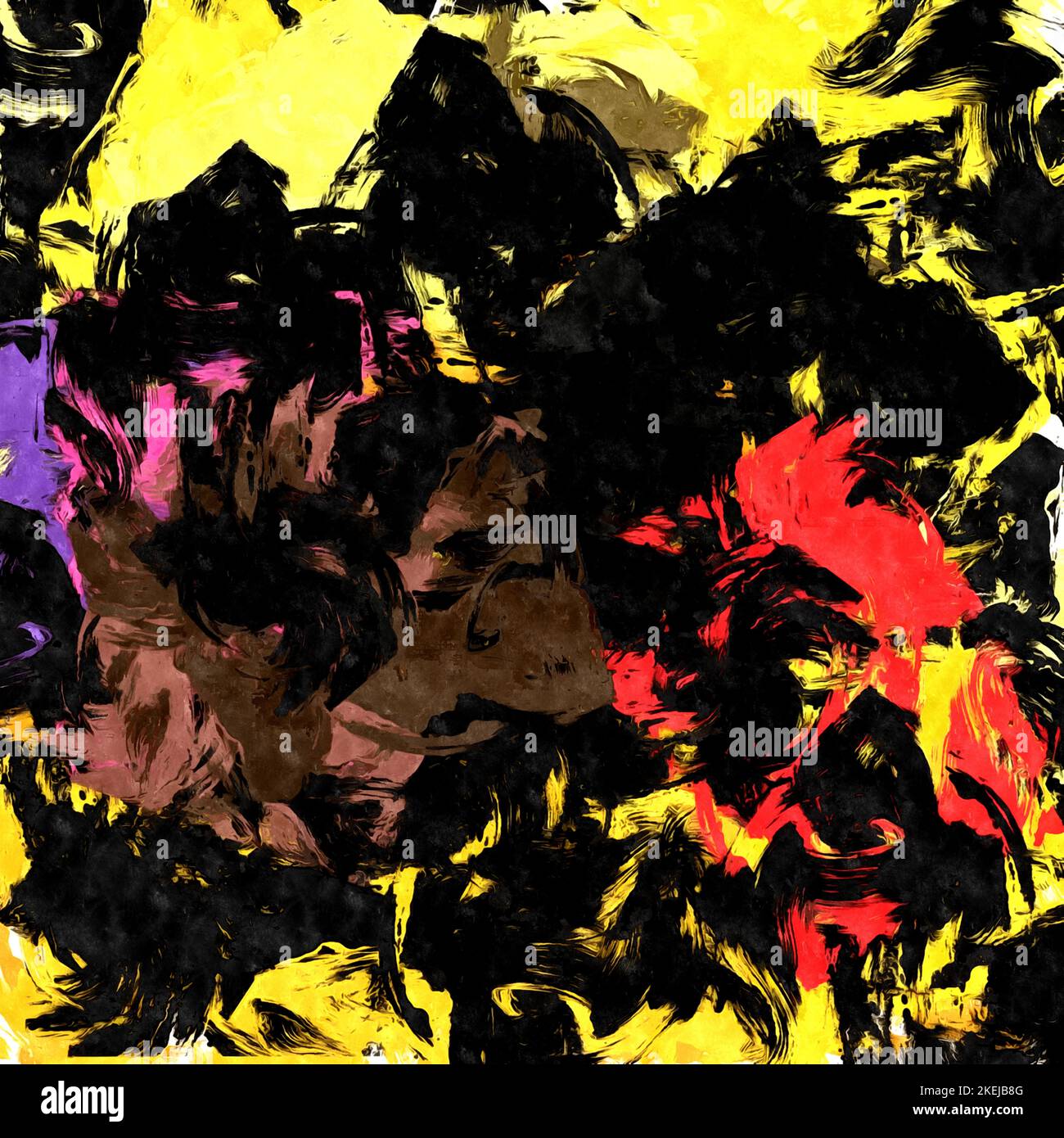 abstract psychedelic background from color chaotic blurred stains brush ...