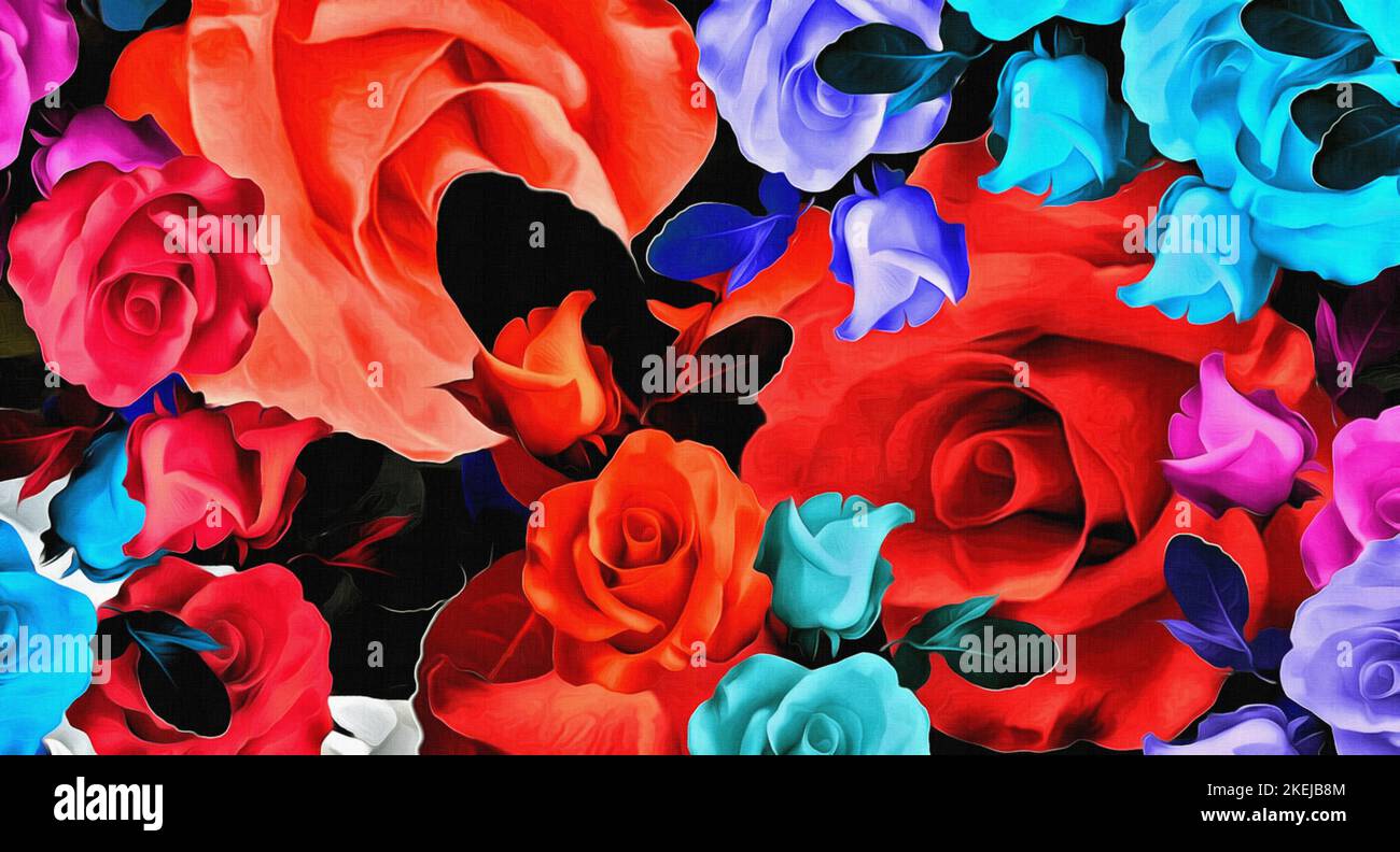 Computer graphics of abstract floral psychedelic background stylization ...