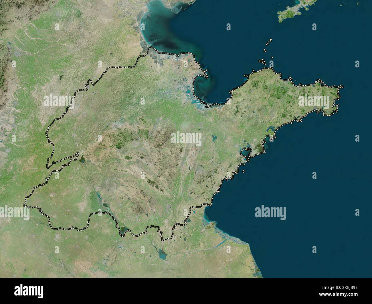 Shandong, province of China. High resolution satellite map Stock Photo ...