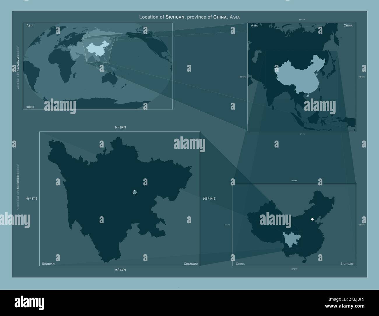 Sichuan, province of China. Diagram showing the location of the region ...