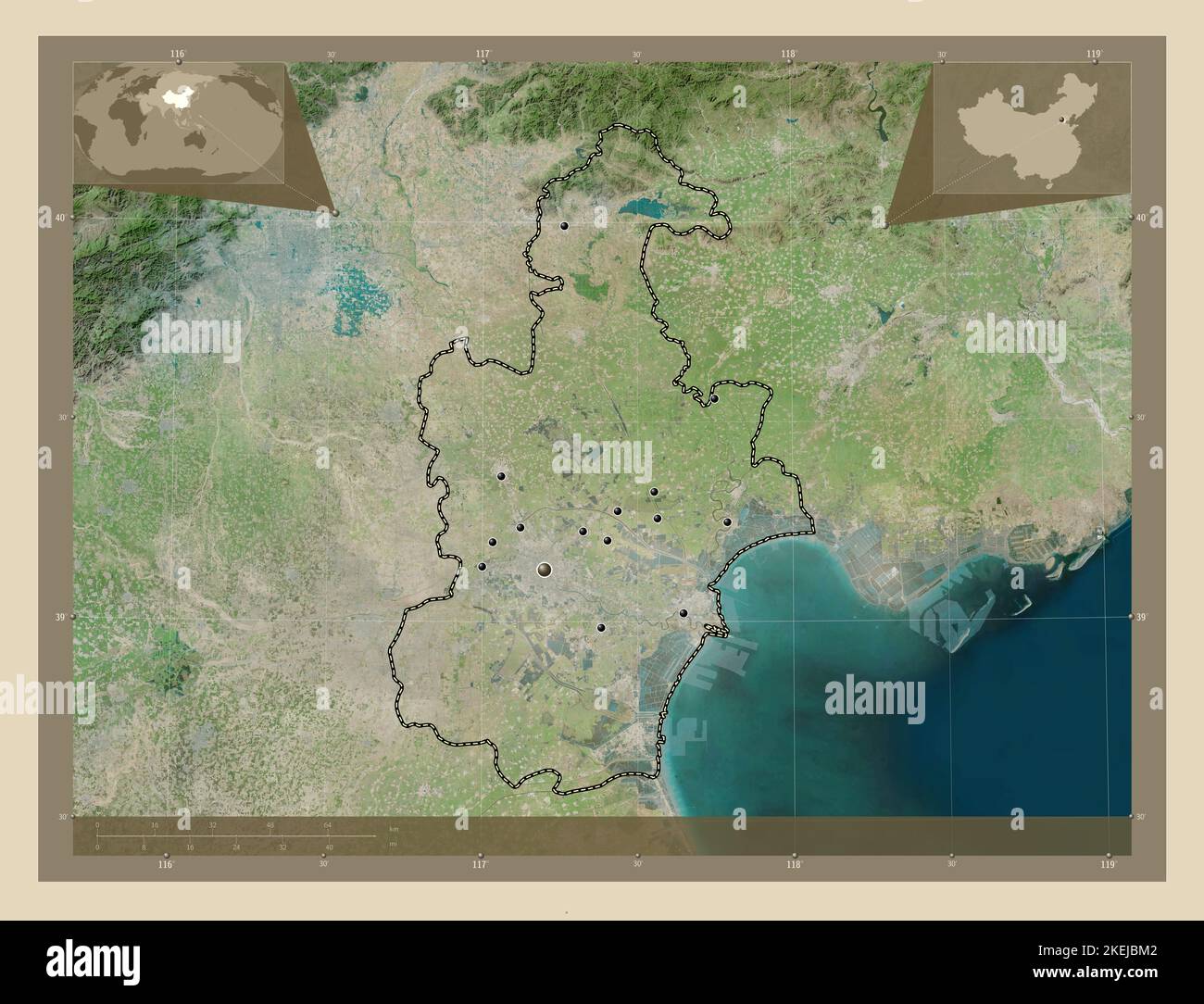 Tianjin, municipality of China. High resolution satellite map ...