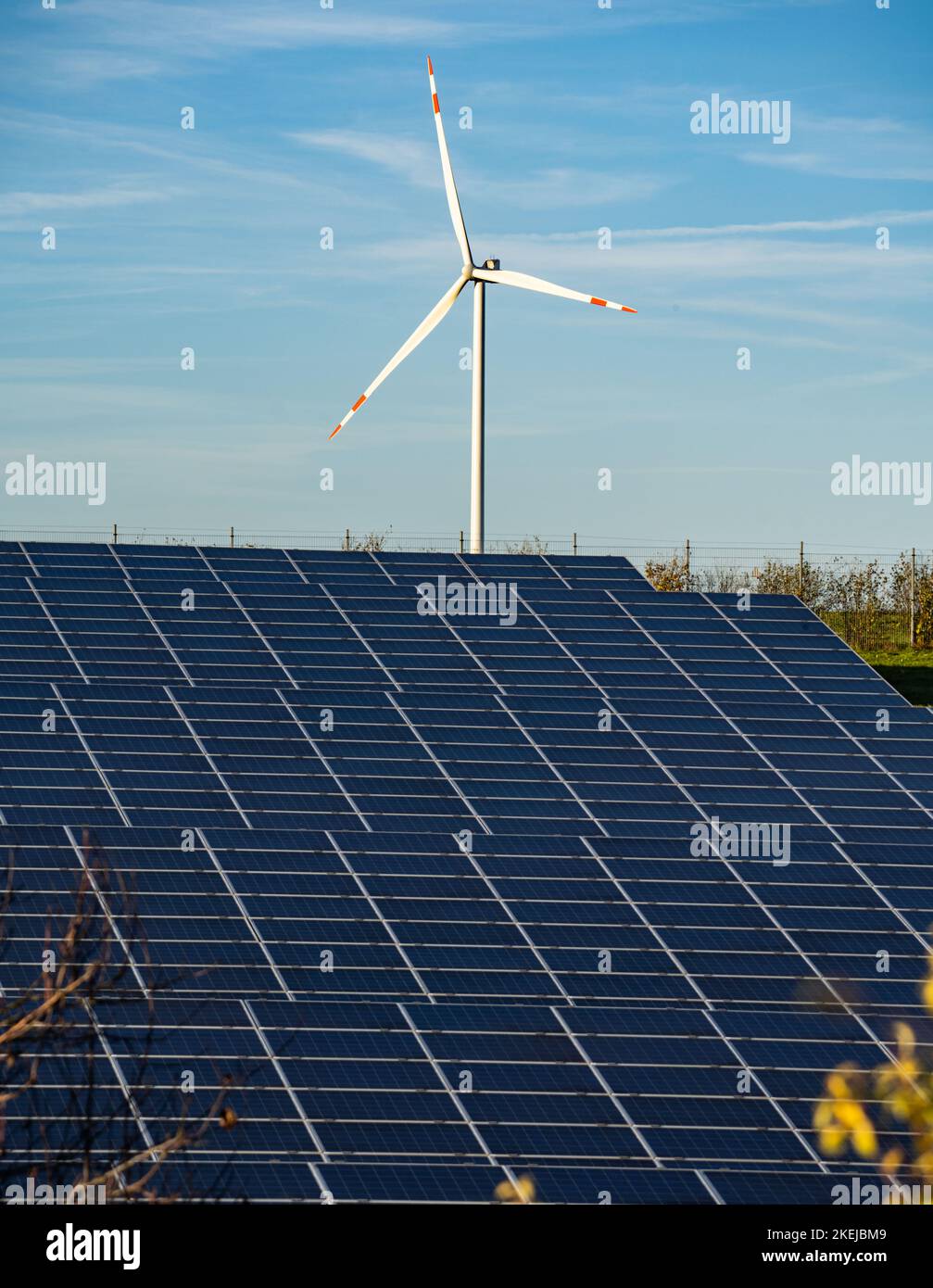 Freimersheim, Germany. 10th Nov, 2022. A wind turbine stands on a hill ...