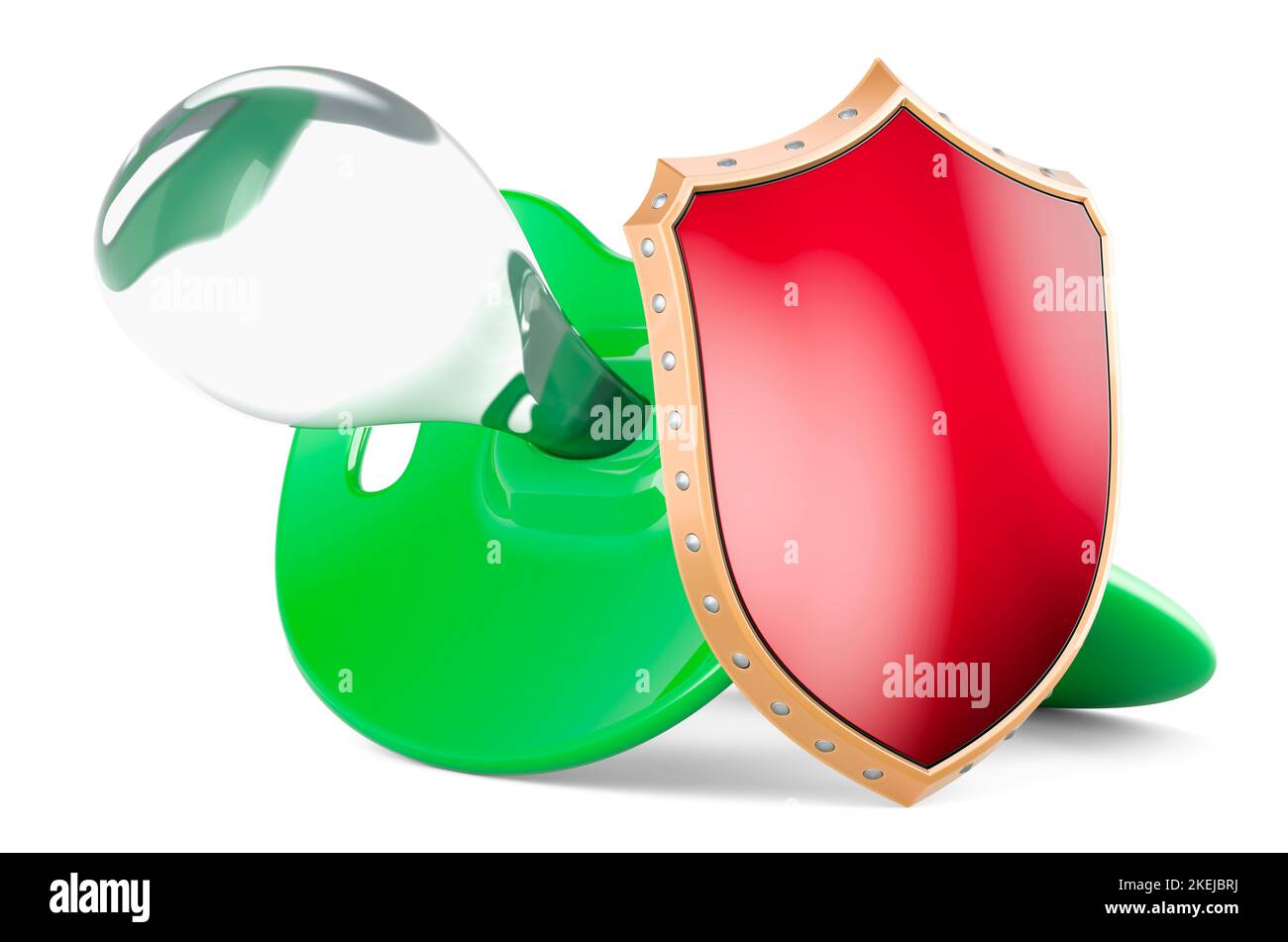 Pacifier with shield, 3D rendering isolated on white background Stock ...