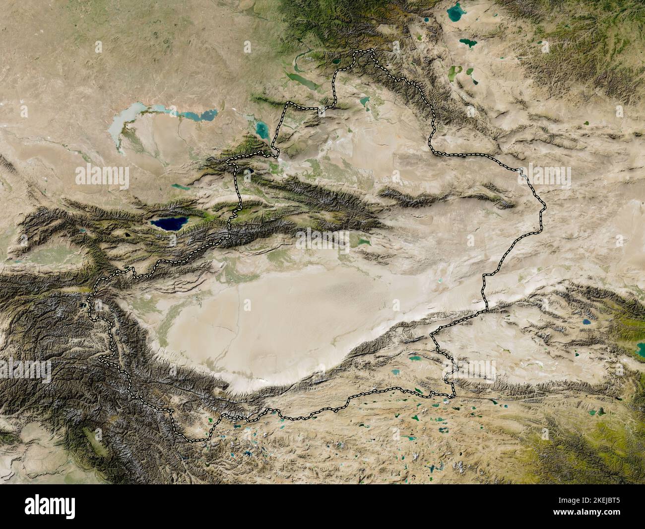 Xinjiang Uygur, autonomous region of China. Low resolution satellite ...