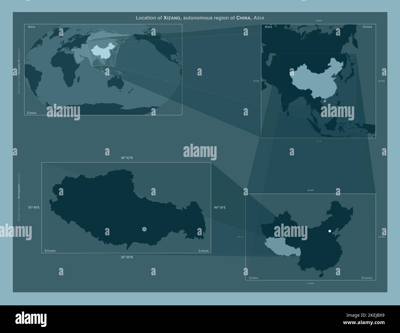 Xizang, autonomous region of China. Diagram showing the location of the ...