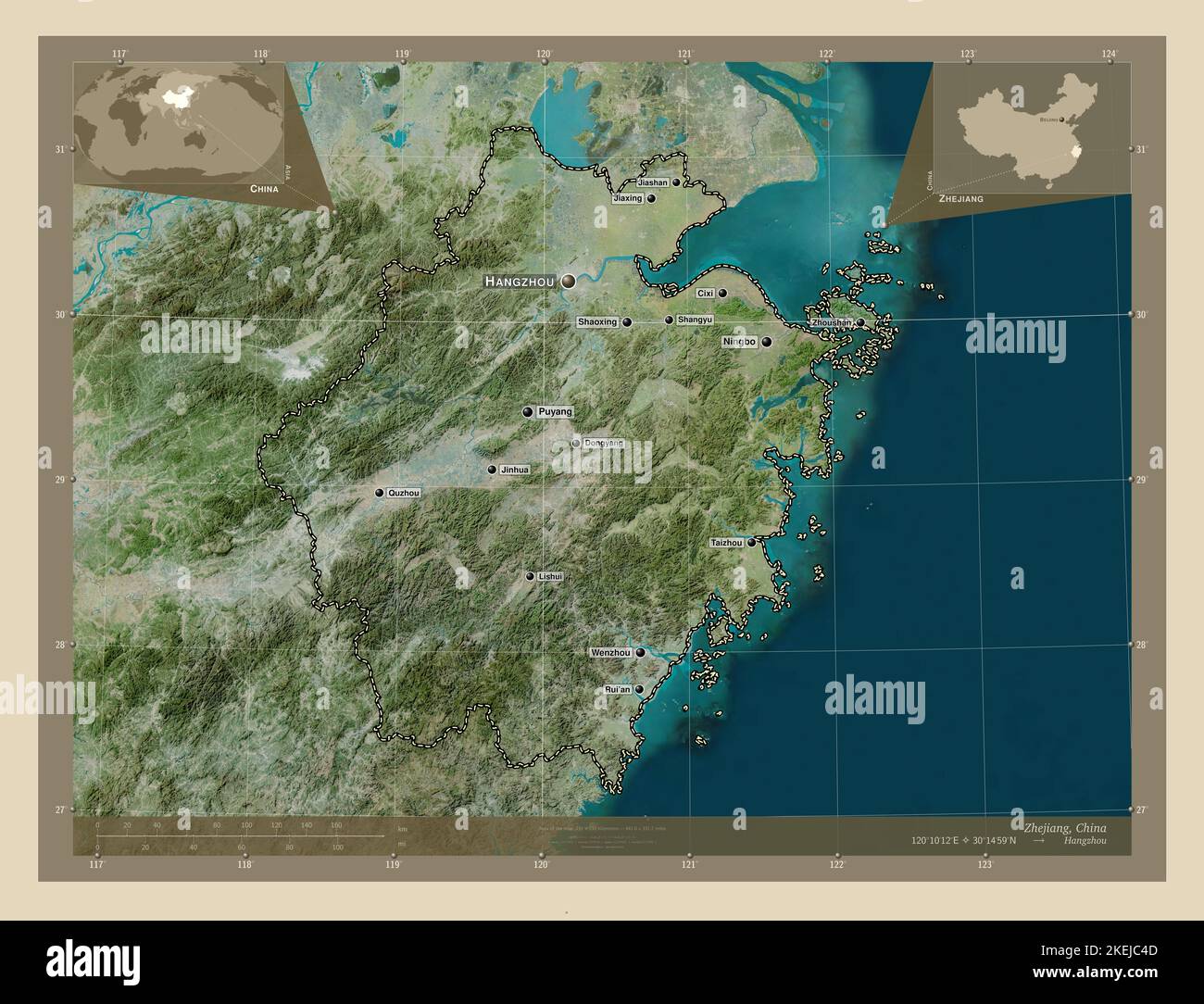 Zhejiang, province of China. High resolution satellite map. Locations ... Zhejiang, province of China. High resolution satellite map. Locations ...