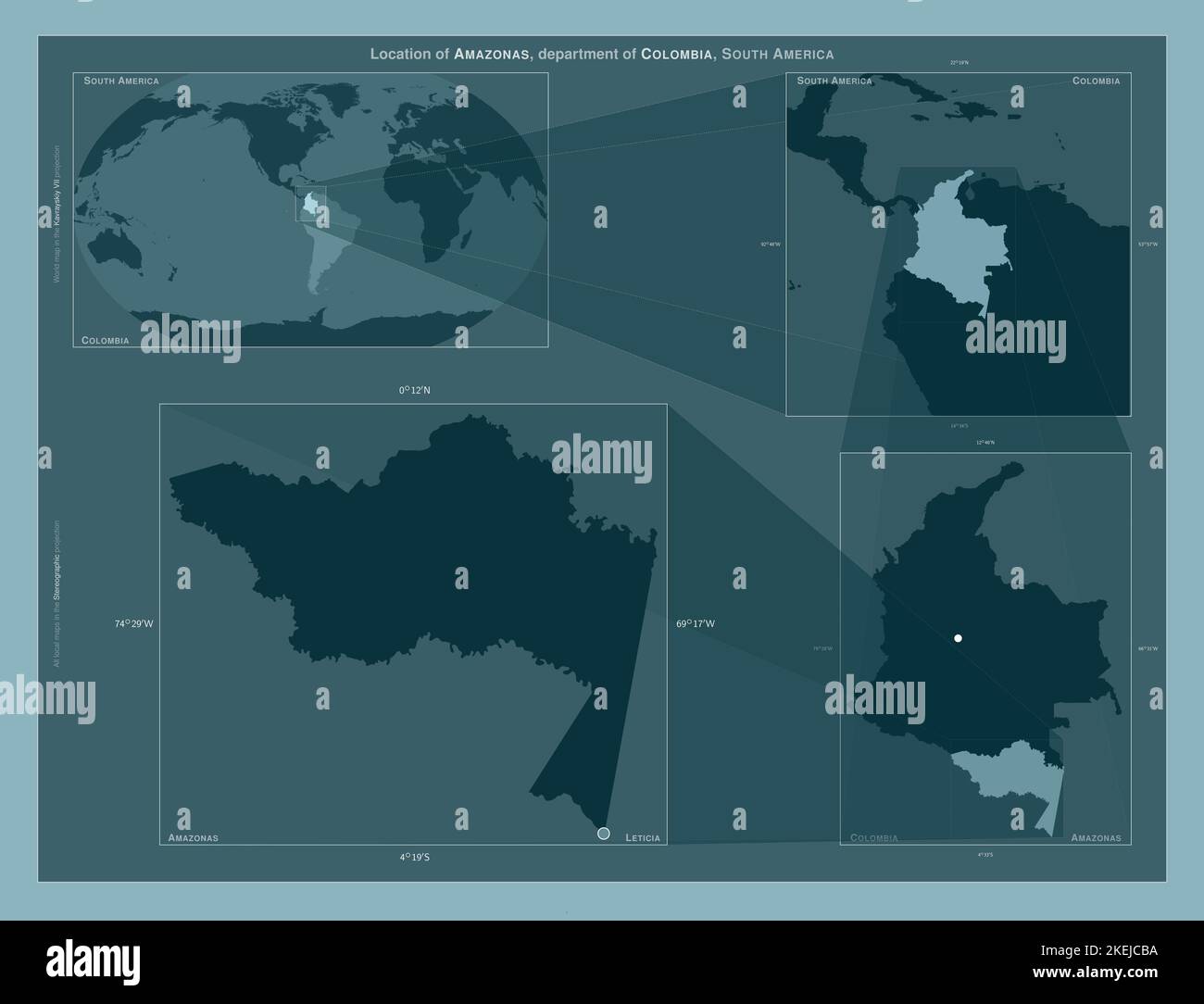 Amazonas, department of Colombia. Diagram showing the location of the ...