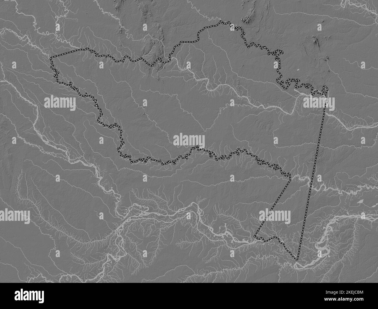 Amazonas, department of Colombia. Bilevel elevation map with lakes and ...