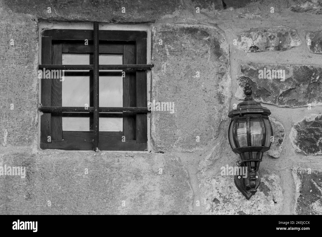 Vintage window open wooden shutters Black and White Stock Photos ...