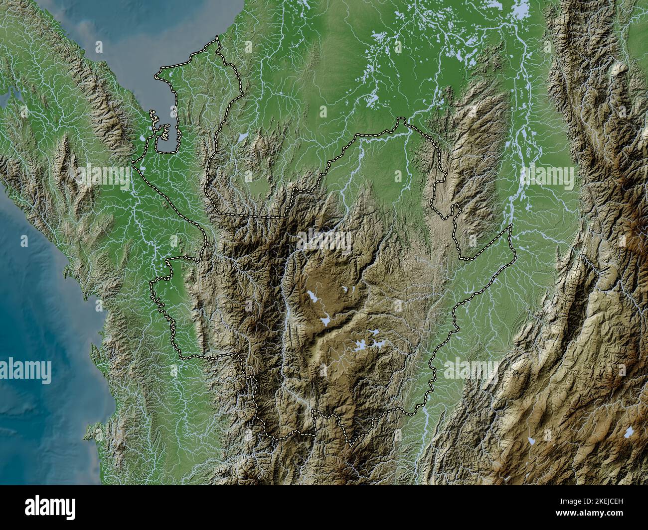 Antioquia, department of Colombia. Elevation map colored in wiki style ...