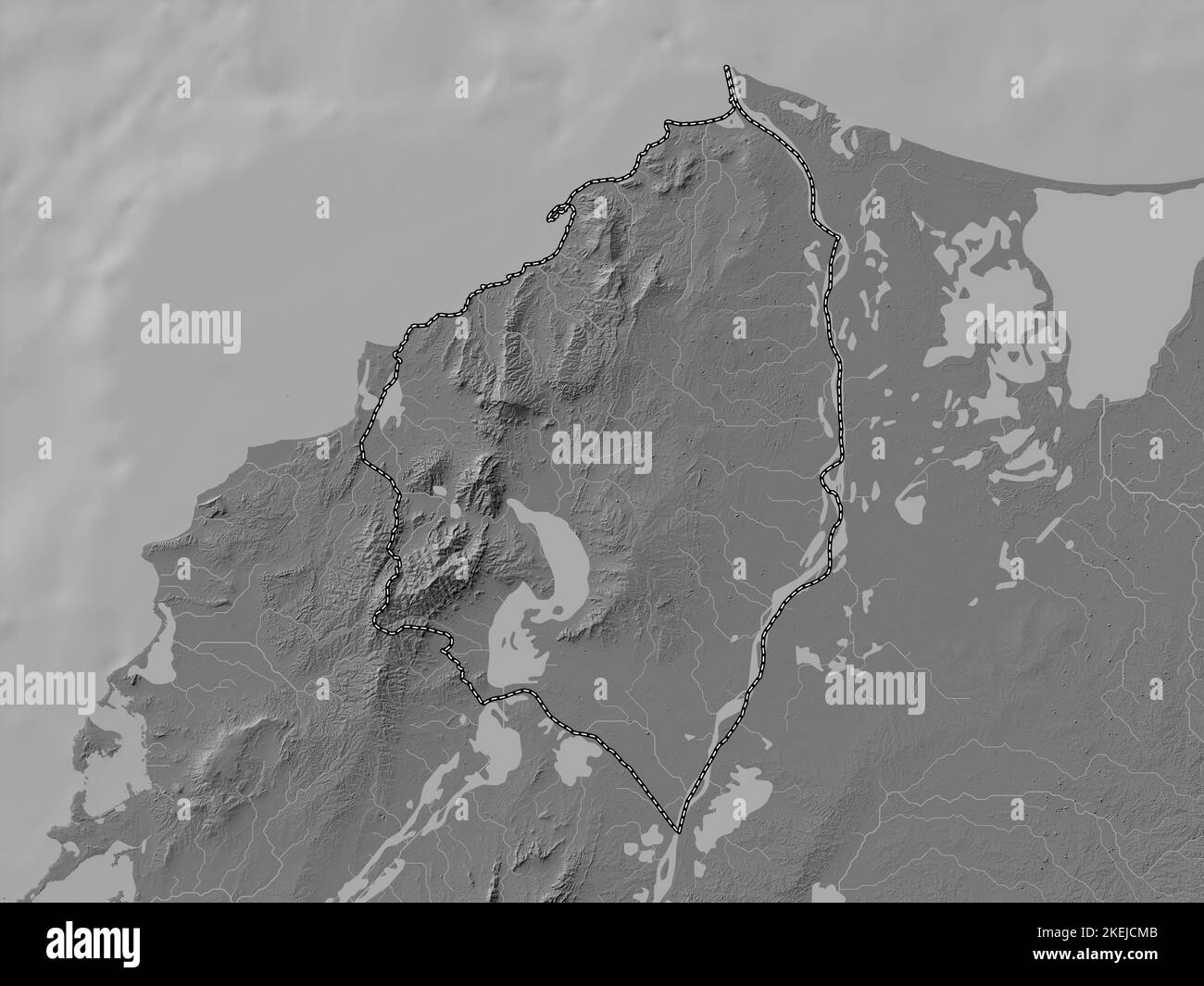 Atlantico, department of Colombia. Bilevel elevation map with lakes and ...