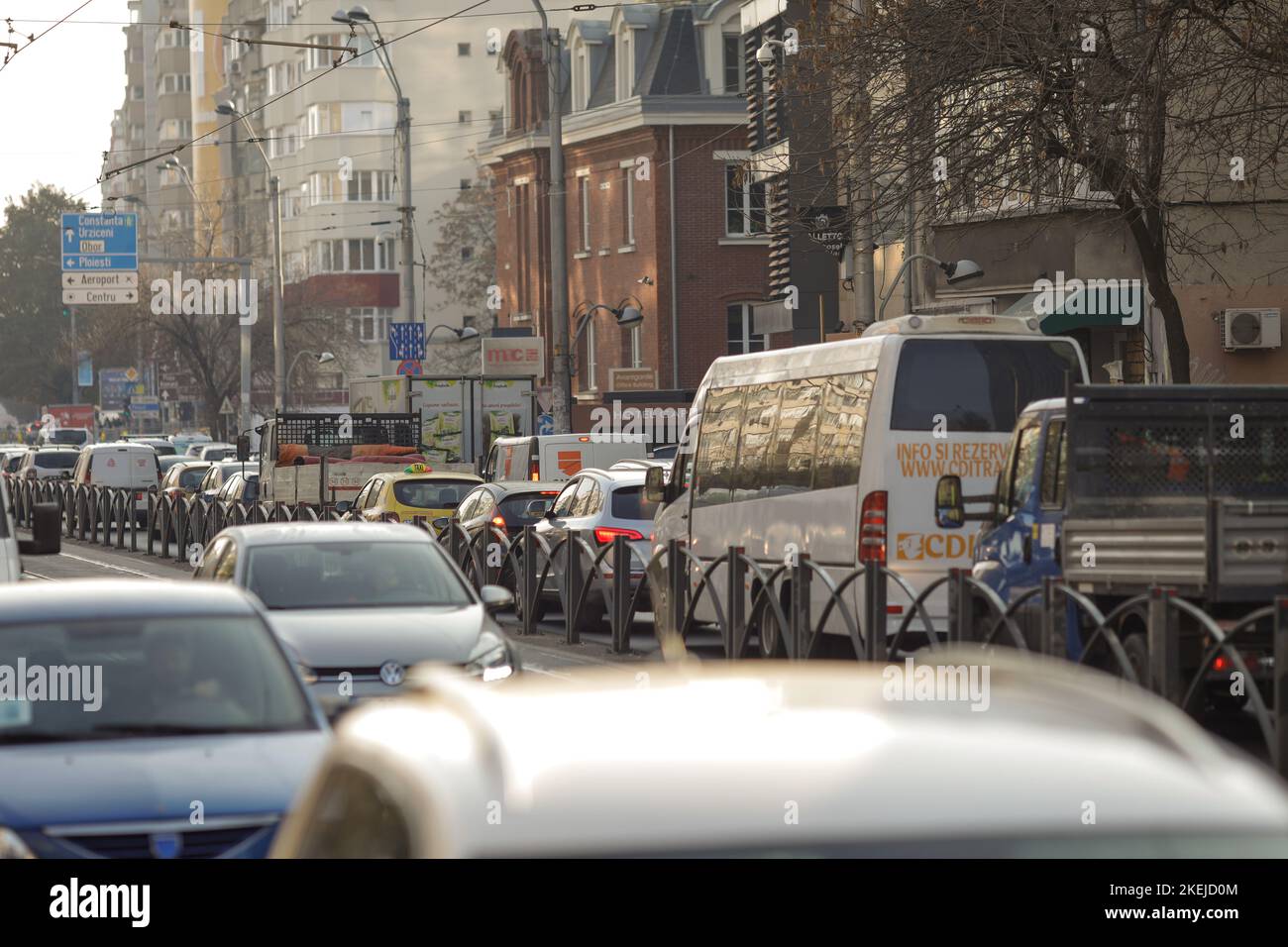 Bucharest, Romania - November 10, 2022: Heavy car traffic downtown ...