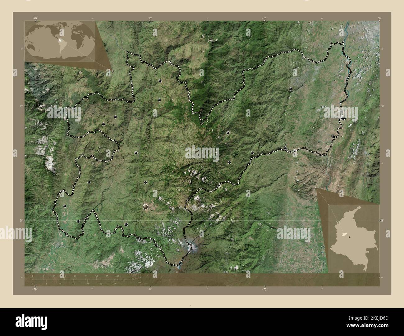 Caldas, department of Colombia. High resolution satellite map ...