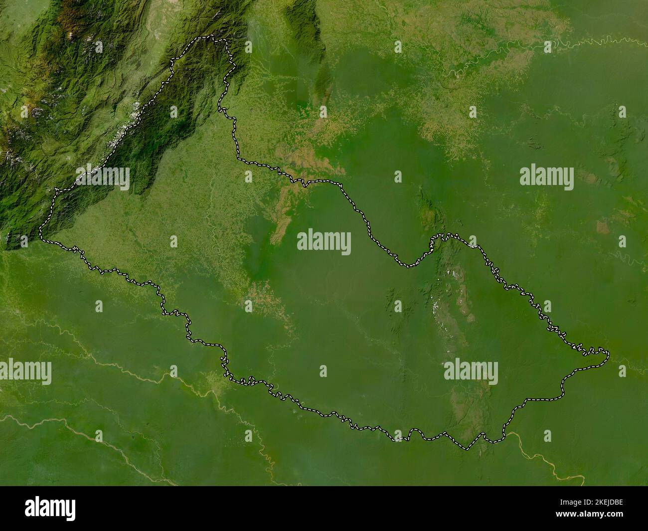 Caqueta, intendancy of Colombia. Low resolution satellite map Stock ...