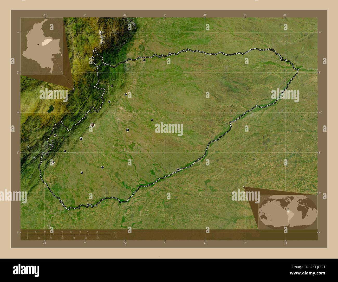 Casanare, intendancy of Colombia. Low resolution satellite map ...