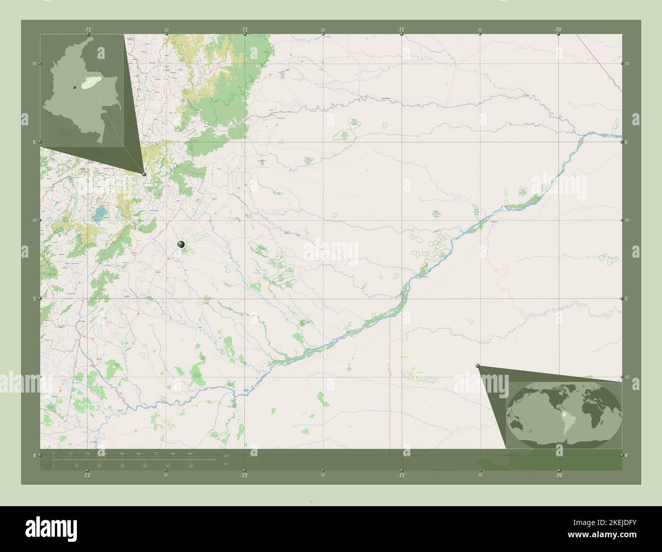 Casanare, intendancy of Colombia. Open Street Map. Corner auxiliary ...