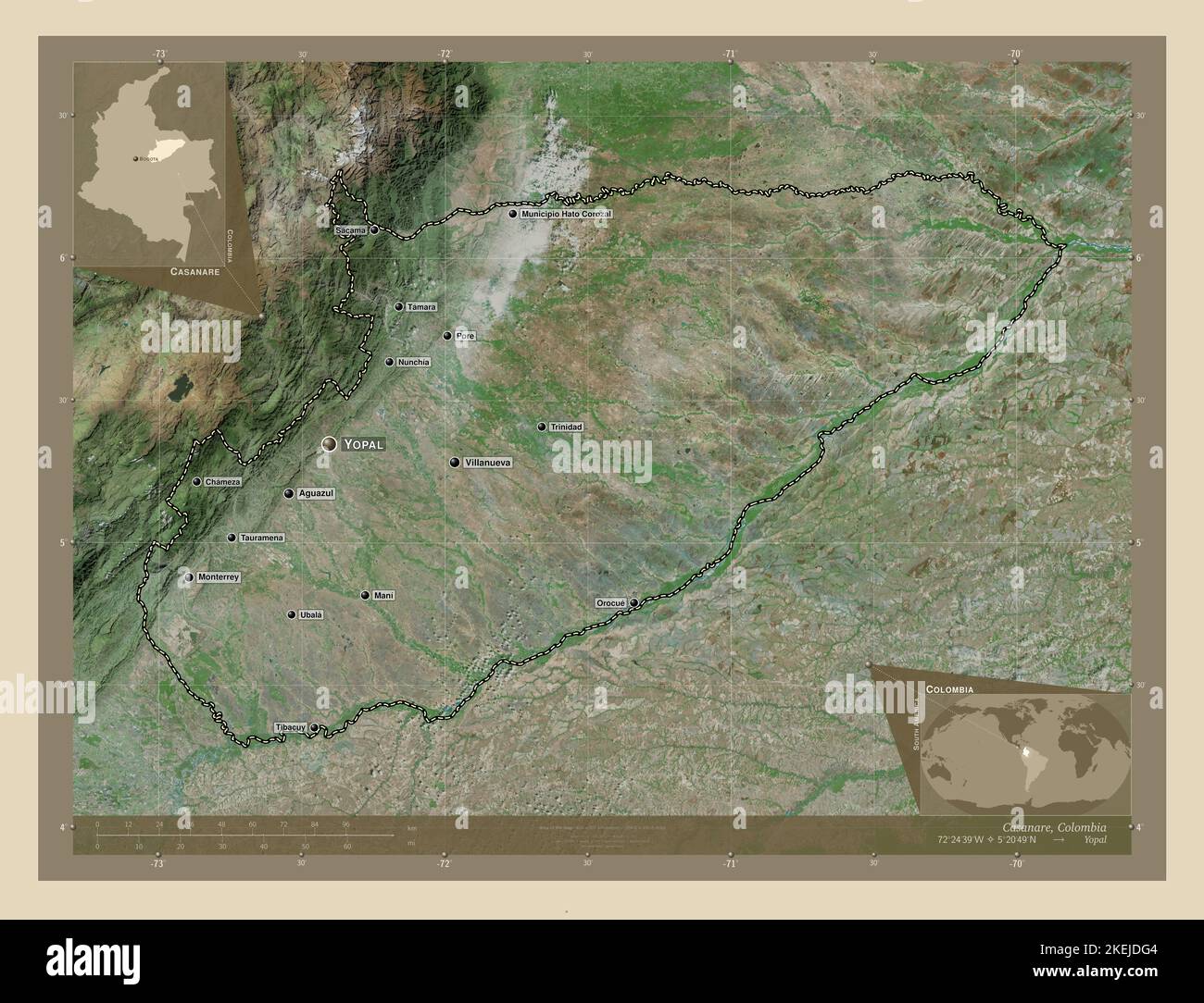 Casanare, intendancy of Colombia. High resolution satellite map ...