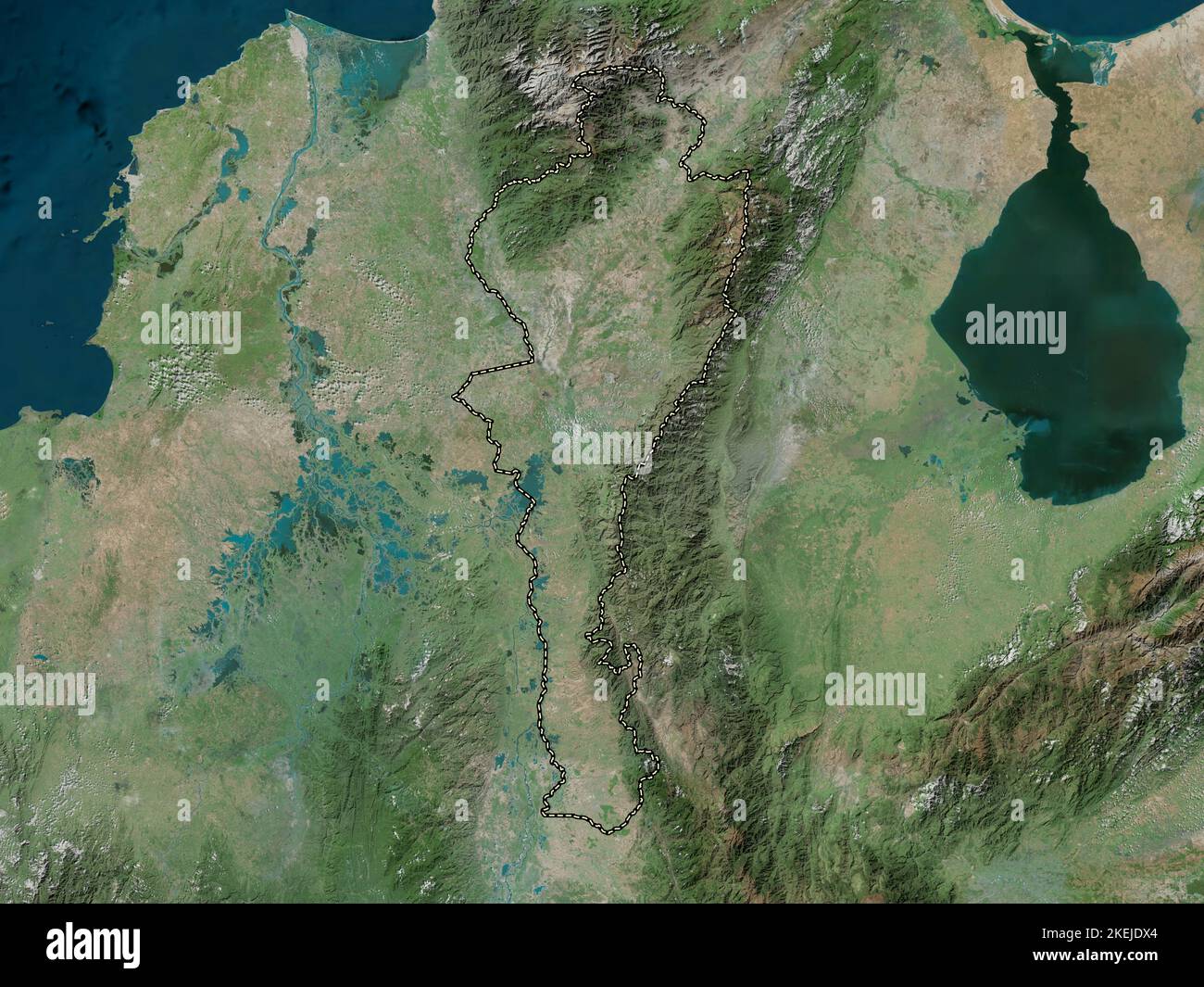 Cesar, department of Colombia. High resolution satellite map Stock ...