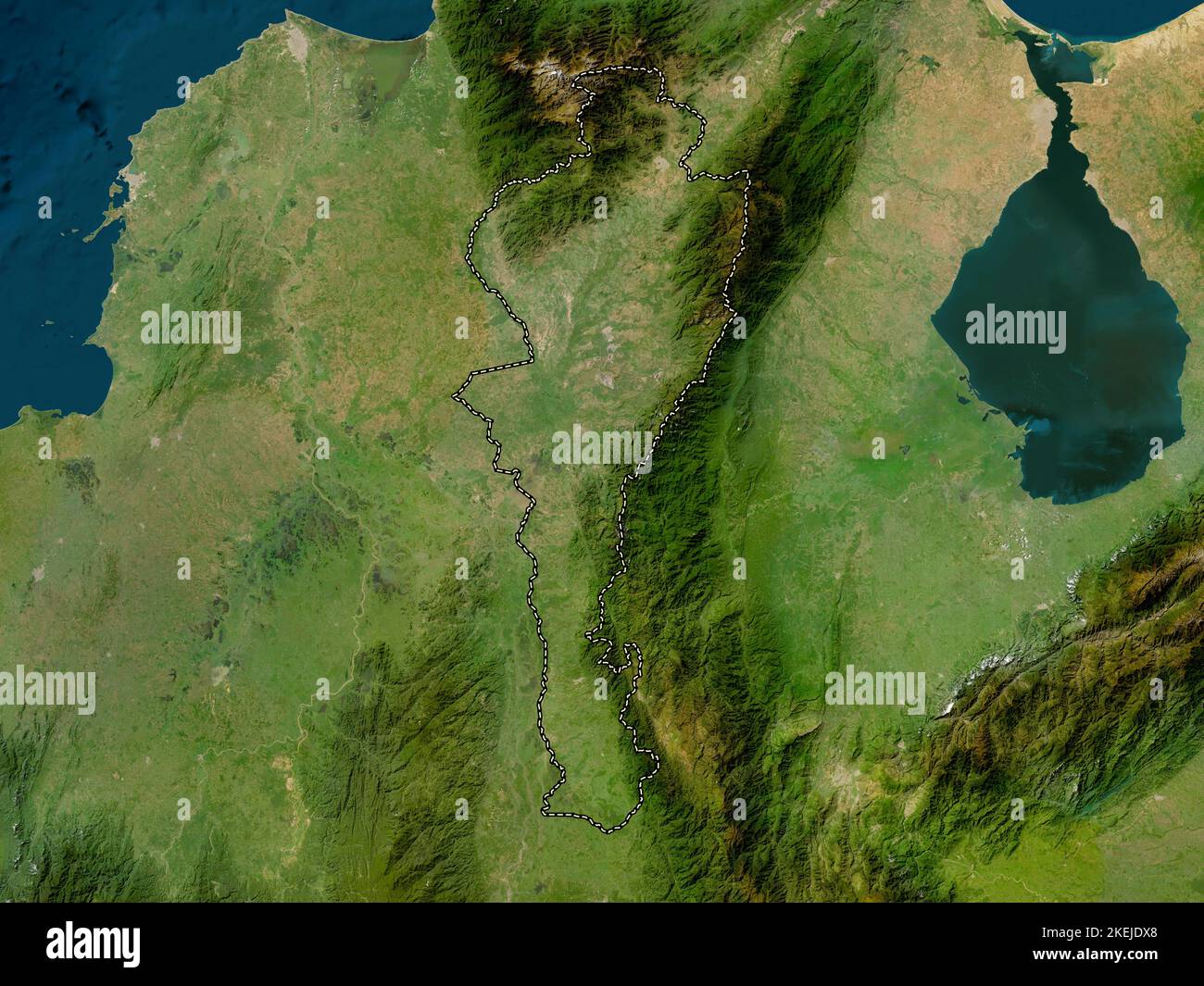 Cesar, department of Colombia. Low resolution satellite map Stock Photo ...