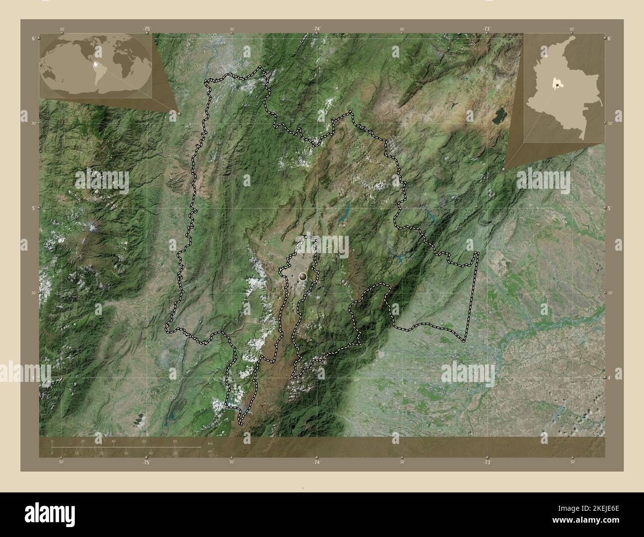 Cundinamarca, department of Colombia. High resolution satellite map ...
