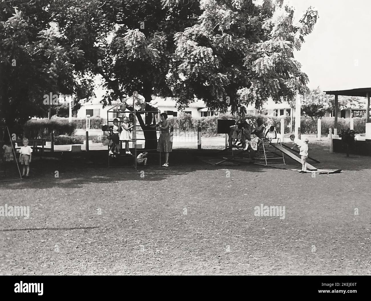 Children in the playground at the RAF Primary School on Burma Camp ...