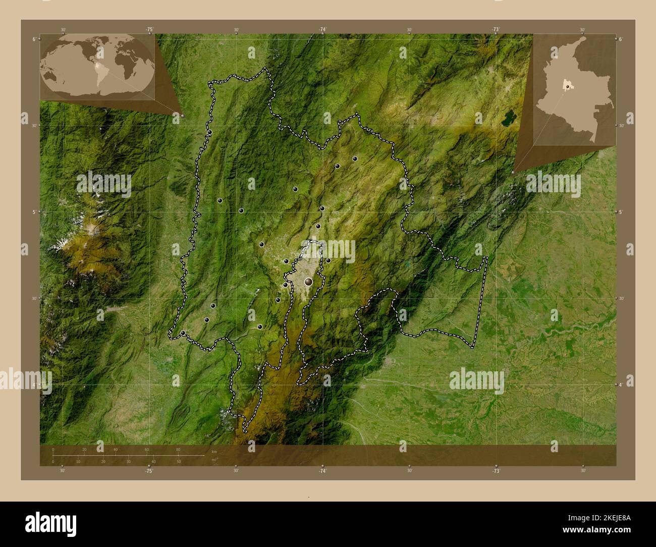 Cundinamarca, department of Colombia. Low resolution satellite map ...