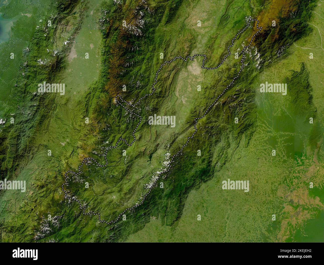 Huila, department of Colombia. Low resolution satellite map Stock Photo ...