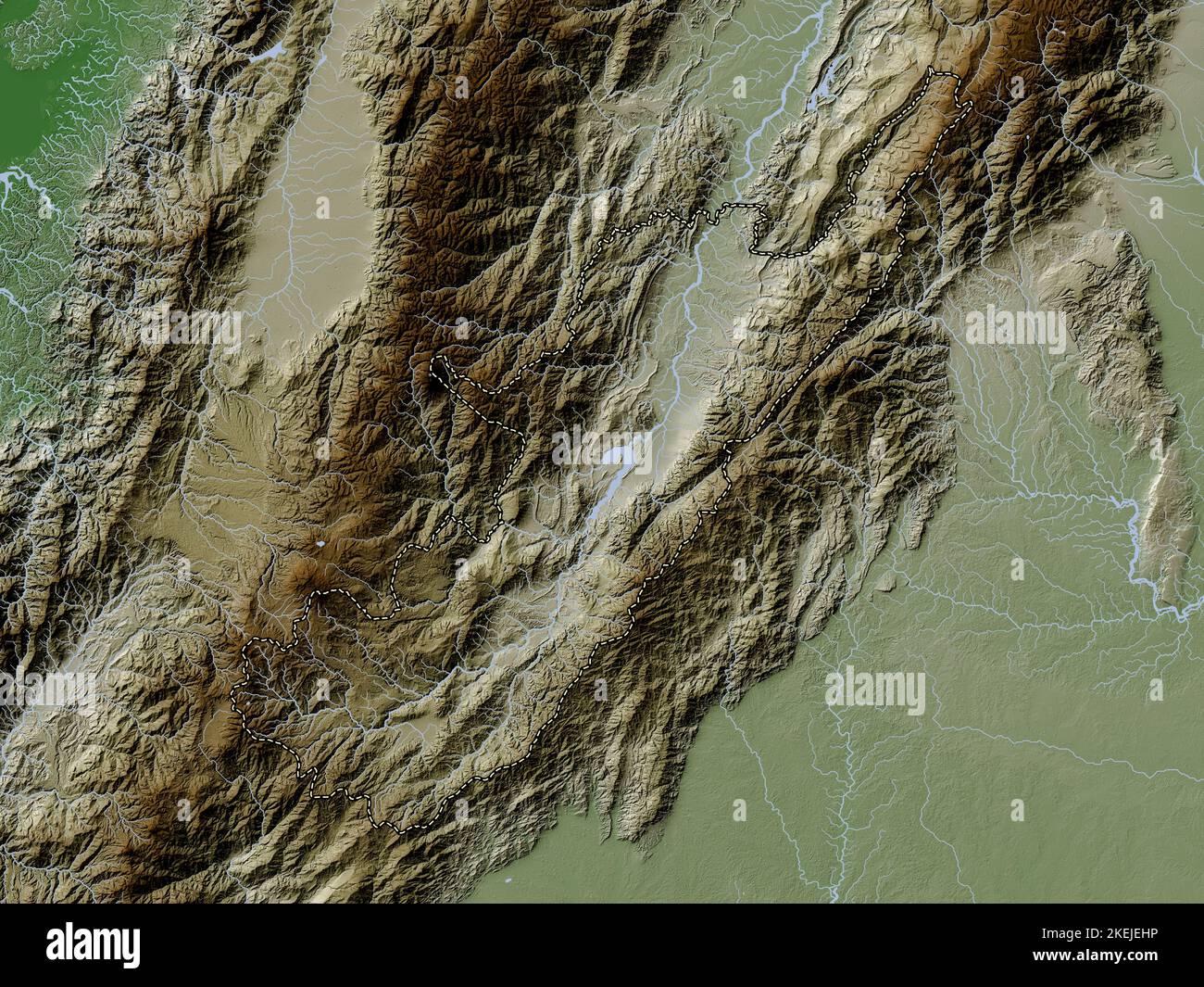 Huila, department of Colombia. Elevation map colored in wiki style with ...
