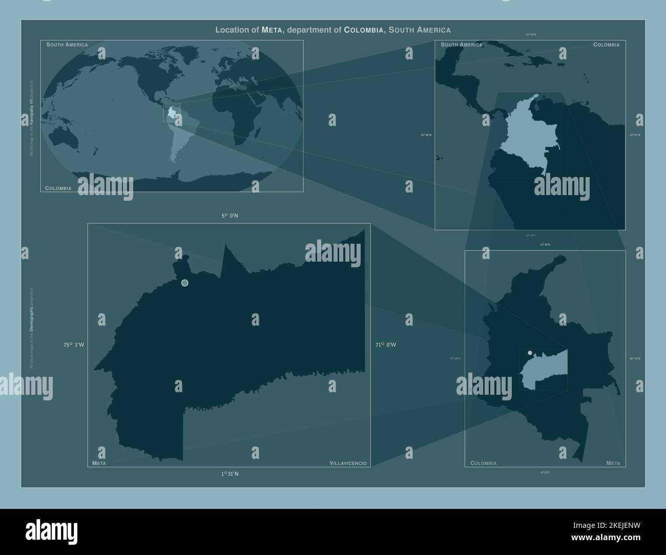 Meta, department of Colombia. Diagram showing the location of the ...