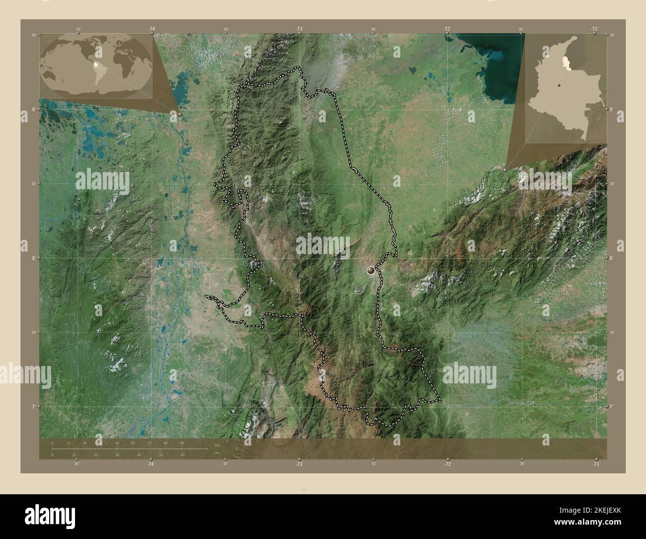 Norte de Santander, department of Colombia. High resolution satellite map. Corner auxiliary ...
