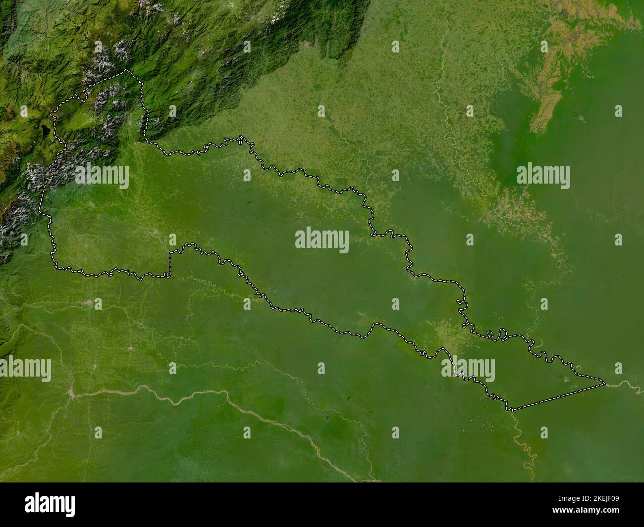 Putumayo, intendancy of Colombia. Low resolution satellite map Stock ...