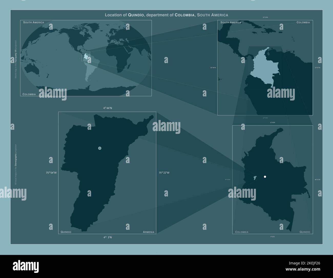 Quindio, department of Colombia. Diagram showing the location of the ...