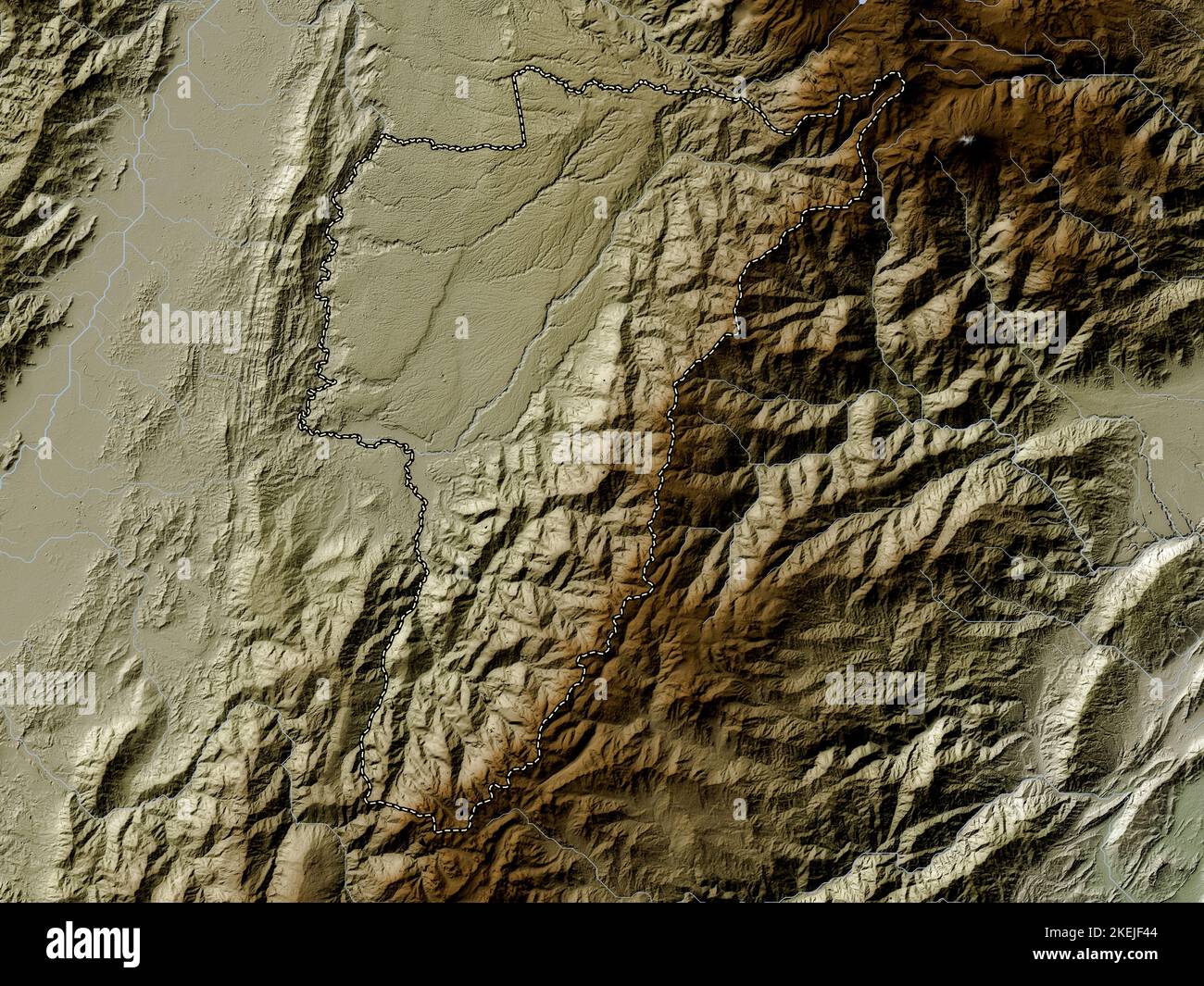 Quindio, department of Colombia. Elevation map colored in wiki style ...