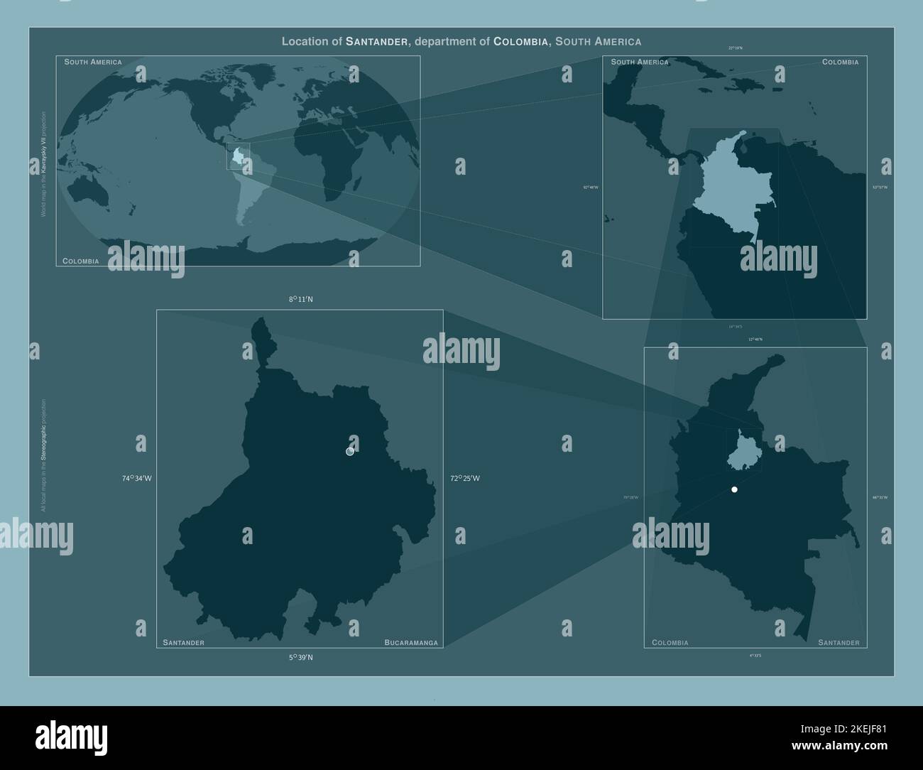 Santander, department of Colombia. Diagram showing the location of the ...