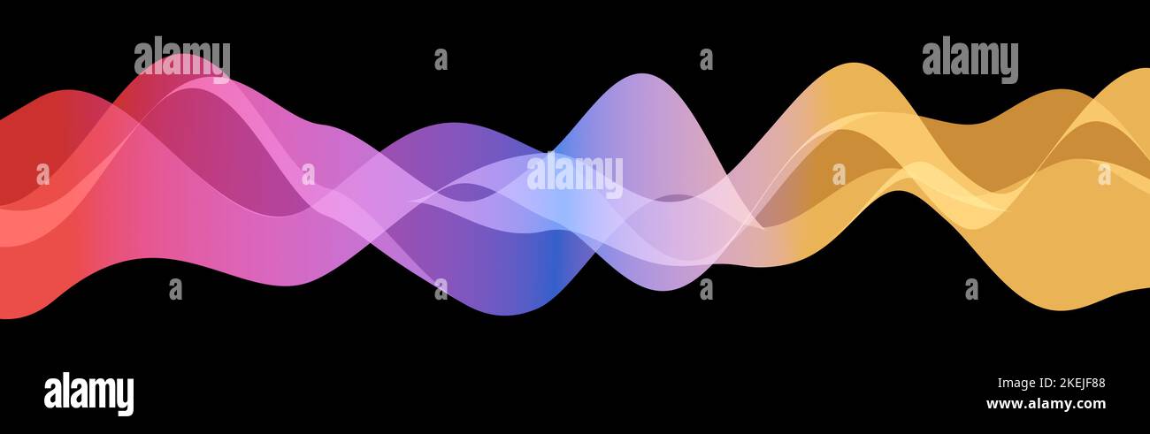 Abstract wallpaper with multicolored red blue yellow smooth waveform or ...