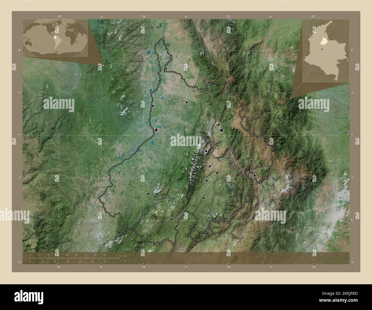Santander, department of Colombia. High resolution satellite map ...